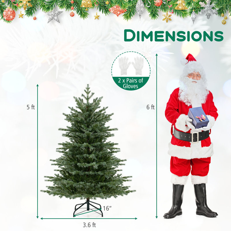The Holiday Aisle® 5 Ft Artificial Christmas Tree With 1426 Lush Pvc & Pe Tips 200 Led Lights ...